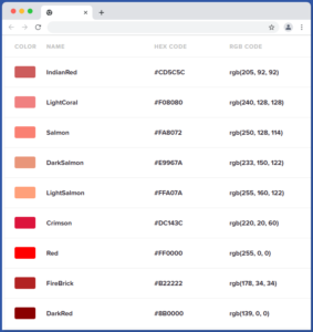 HTML Color Names: List of Named Colors with HEX, RGB & HSL
